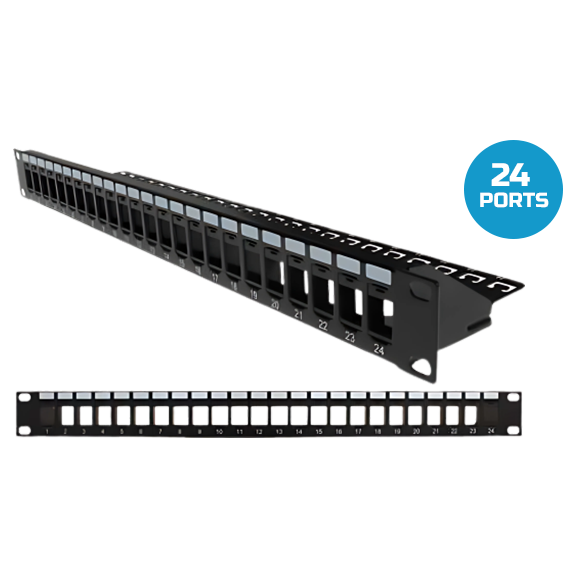 Blank Patch Panel UTP, with Cable Manager, 24 Port, 1U Black ...